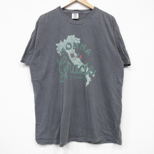 【商品番号】　ts55070975【商品名】　XL★古着 半袖 Tシャツ メンズ NONNA コットン クルーネック 濃グレー【メンズ参考サイズ】　XL【表記サイズ】　XL【実寸サイズ】　着丈（肩から裾）74cm　着幅（脇から脇）59cm　...