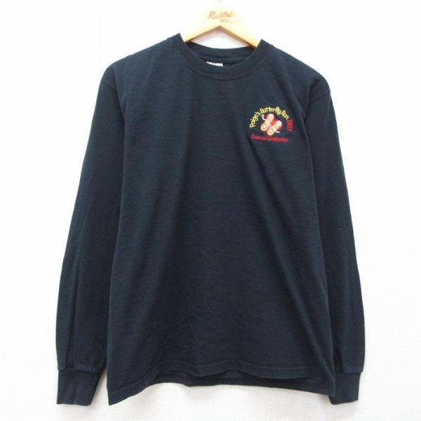 【商品番号】　tsb25053981【商品名】　L★古着 長袖 ビンテージ Tシャツ メンズ 00年代 00s RUN コットン クルーネック 黒【メンズ参考サイズ】　L【表記サイズ】　M【実寸サイズ】　着丈（肩から裾）66cm　着幅（脇か...