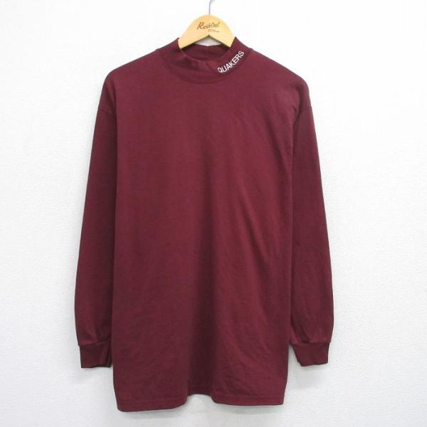 【商品番号】　tsb25060852【商品名】　XL★古着 長袖 ビンテージ Tシャツ メンズ 00年代 00s QUAKERS モックネック ハイネック エンジ【メンズ参考サイズ】　XL【表記サイズ】　ADULT XL【実寸サイズ】　着丈...