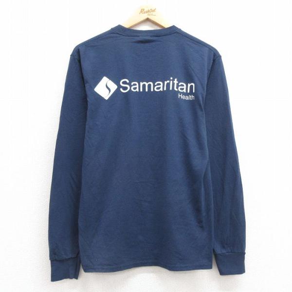 【商品番号】　tsb25063240【商品名】　M★古着 長袖 ビンテージ Tシャツ メンズ 00年代 00s Samaritan クルーネック 紺【メンズ参考サイズ】　M【表記サイズ】　M【実寸サイズ】　着丈（肩から裾）68cm　着幅（脇...