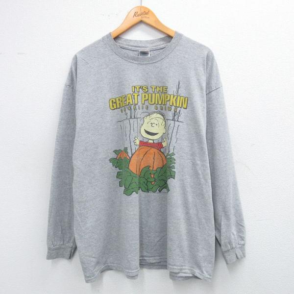 【商品番号】　tsb25064607【商品名】　XL★古着 長袖 ビンテージ Tシャツ メンズ 00年代 00s ピーナッツ チャーリーブラウン 大きいサイズ クルーネック グレー 霜降り【メンズ参考サイズ】　XL【表記サイズ】　XXL【実...