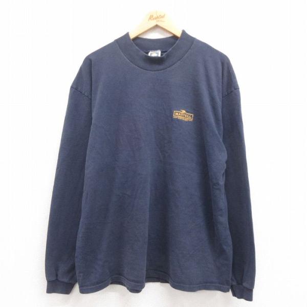 【商品番号】　tsb25073177【商品名】　XL★古着 長袖 ビンテージ Tシャツ メンズ 00年代 00s MARTELL 大きいサイズ コットン クルーネック 紺【メンズ参考サイズ】　XL【表記サイズ】　XL【実寸サイズ】　着丈（肩...