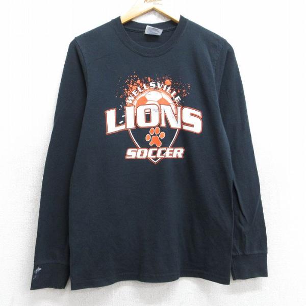 【商品番号】　tsb25080114【商品名】　S★古着 長袖 ビンテージ Tシャツ メンズ 00年代 00s ウェルズビルライオンズ サッカー BUCHHOLZ 18 クルーネック 黒【メンズ参考サイズ】　S【表記サイズ】　S【実寸サイズ...