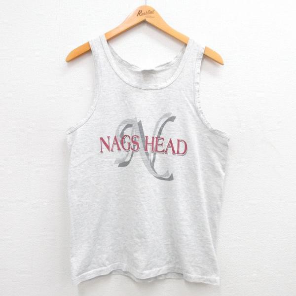 【商品番号】　tstp24053081【商品名】　L★古着 ビンテージ タンクトップ メンズ 90年代 90s NAGS HEAD コットン クルーネック USA製 薄グレー 霜降り【メンズ参考サイズ】　L【表記サイズ】　M【実寸サイズ】　...