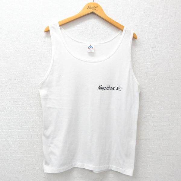 【商品番号】　tstp25052029【商品名】　L★古着 ビンテージ タンクトップ メンズ 90年代 90s Nags Head クルーネック USA製 白【メンズ参考サイズ】　L【表記サイズ】　XL【実寸サイズ】　着丈（肩から裾）70c...