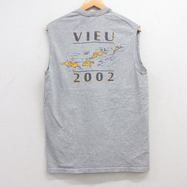 【商品番号】　tstp25060802【商品名】　M★古着 ジャージーズ ビンテージ ノースリーブ Tシャツ メンズ 00年代 00s VIEU 地図 クルーネック グレー 霜降り【メンズ参考サイズ】　M【表記サイズ】　M【実寸サイズ】　着...