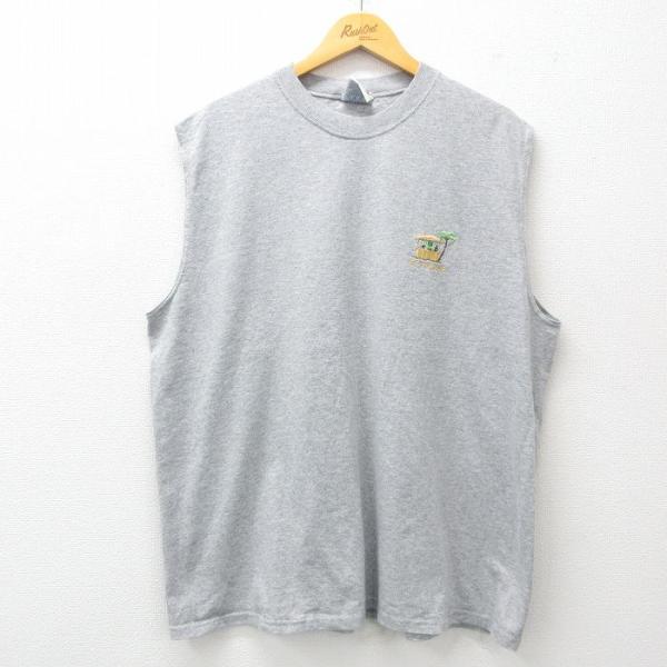 【商品番号】　tstp25061672【商品名】　XL★古着 ノースリーブ ビンテージ Tシャツ メンズ 00年代 00s ST.THOMAS カエル 大きいサイズ コットン クルーネック グレー 霜降り【メンズ参考サイズ】　XL【表記サイ...