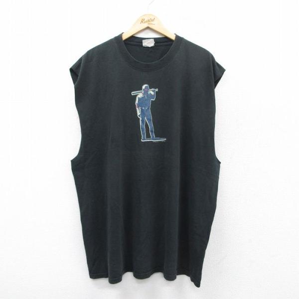 【商品番号】　tstp25061804【商品名】　XL★古着 リー Lee ノースリーブ ビンテージ Tシャツ メンズ 00年代 00s MLB 大きいサイズ ロング丈 クルーネック 黒【spe】【メンズ参考サイズ】　XL【表記サイズ】　2...