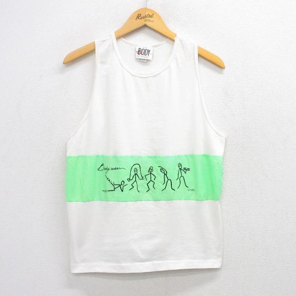 【商品番号】　tstp25070715【商品名】　L★古着 GITANO ビンテージ タンクトップ メンズ 90年代 90s 棒人間 ツートンカラー クルーネック USA製 白【メンズ参考サイズ】　L【表記サイズ】　ONE SIZE【実寸サ...