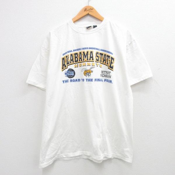 【商品番号】　tsv24032482【商品名】　XL★古着 半袖 ビンテージ Tシャツ メンズ 00年代 00s NCAA アラバマ デトロイトミシガン 大きいサイズ コットン クルーネック 白【メンズ参考サイズ】　XL【表記サイズ】　XL...