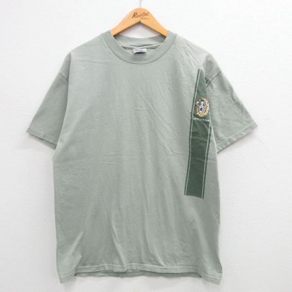 【商品番号】　tsv24033182【商品名】　L★古着 ヘインズ 半袖 ビンテージ Tシャツ メンズ 00年代 00s musser コットン クルーネック 緑系【メンズ参考サイズ】　L【表記サイズ】　ADULT L42-44【実寸サイズ...