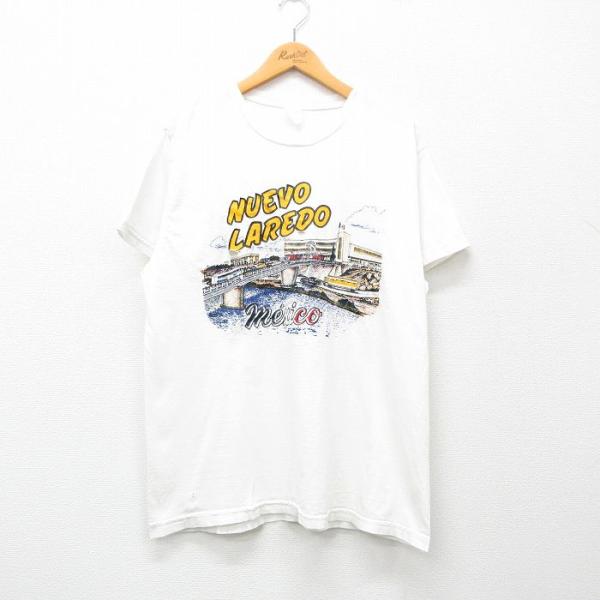 【商品番号】　tsv24033602【商品名】　L★古着 半袖 ビンテージ Tシャツ メンズ 00年代 00s NUEVO LAREDO クルーネック 白【メンズ参考サイズ】　L【表記サイズ】　なし【実寸サイズ】　着丈（肩から裾）71cm　...