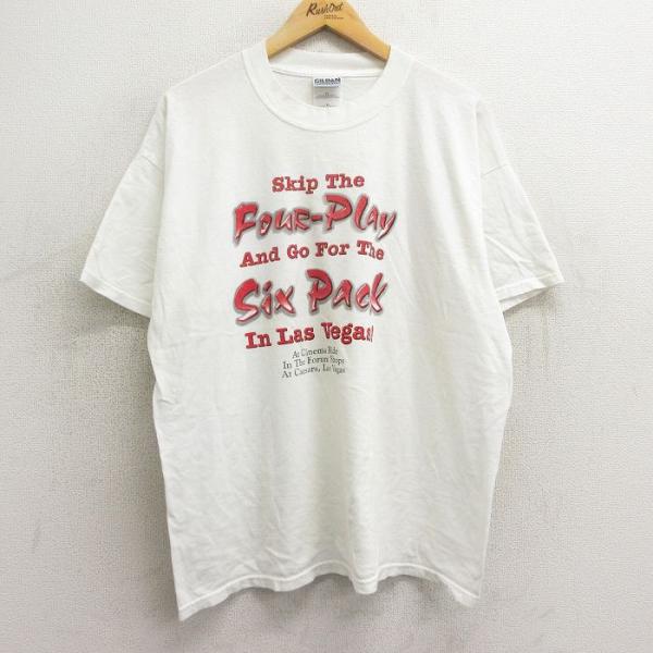 【商品番号】　tsv24042178【商品名】　XL★古着 半袖 ビンテージ Tシャツ メンズ 00年代 00s FOUR Play Six Pack 大きいサイズ コットン クルーネック 白【spe】【メンズ参考サイズ】　XL【表記サイズ...