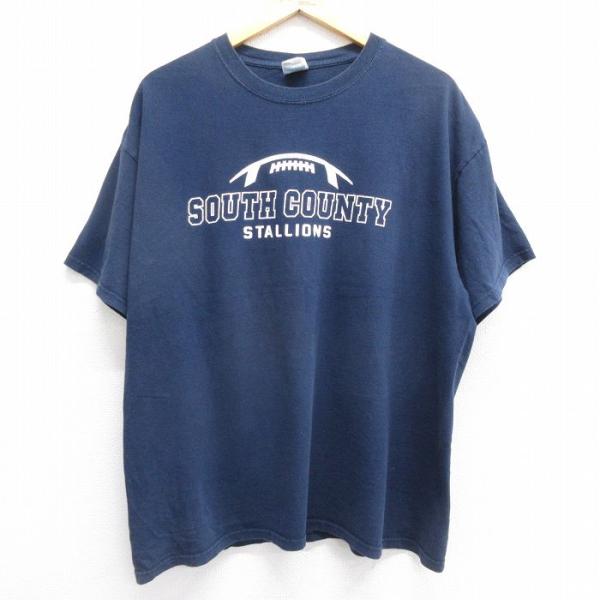 【商品番号】　tsv24042900【商品名】　XL★古着 半袖 ビンテージ Tシャツ メンズ 00年代 00s SOUTH COUNTY STALLIONS 大きいサイズ コットン クルーネック 紺【メンズ参考サイズ】　XL【表記サイズ】...