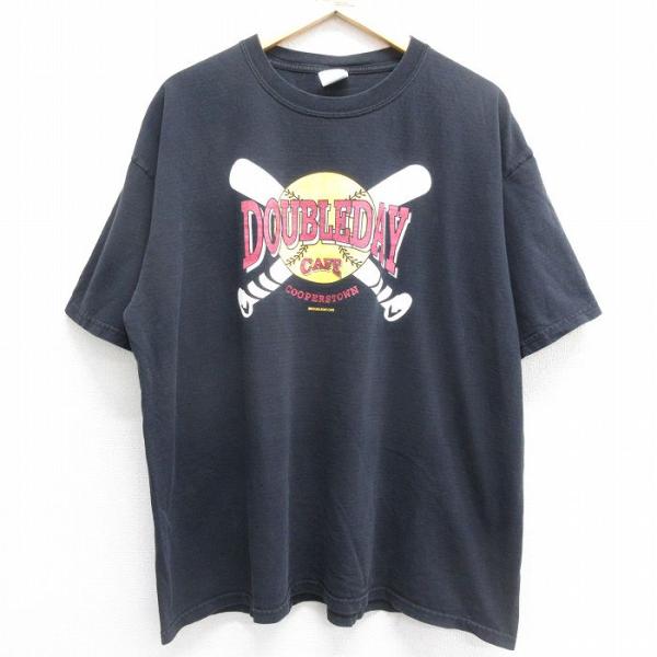 【商品番号】　tsv24043020【商品名】　XL★古着 半袖 ビンテージ Tシャツ メンズ 00年代 00s DOUBLEDAY CAF? 大きいサイズ コットン クルーネック 黒【spe】【メンズ参考サイズ】　XL【表記サイズ】　2X...