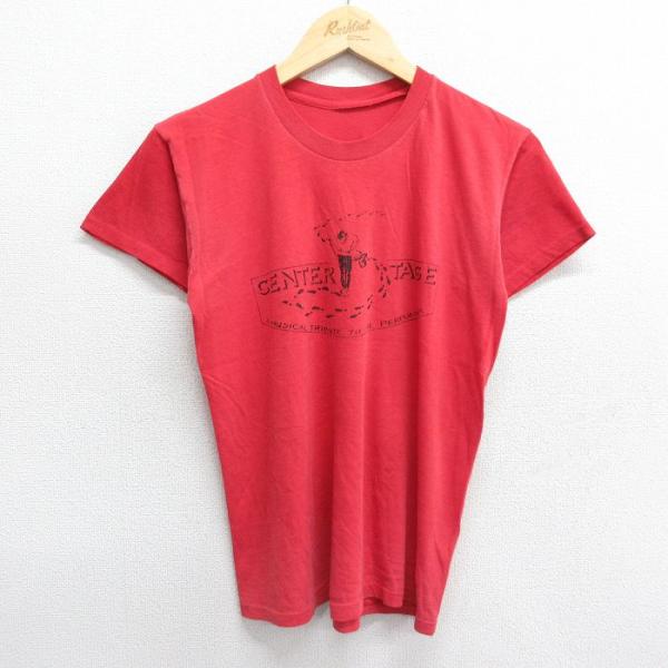 【商品番号】　tsv24043150【商品名】　S★古着 半袖 ビンテージ Tシャツ メンズ 90年代 90s CENTER TAGE クルーネック 赤【メンズ参考サイズ】　S【表記サイズ】　なし【実寸サイズ】　着丈（肩から裾）59cm　着...