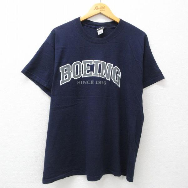 【商品番号】　tsv24050741【商品名】　XL★古着 半袖 ビンテージ Tシャツ メンズ 90年代 90s ボーイング BOEING コットン クルーネック USA製 紺【spe】【メンズ参考サイズ】　XL【表記サイズ】　L【実寸サイ...