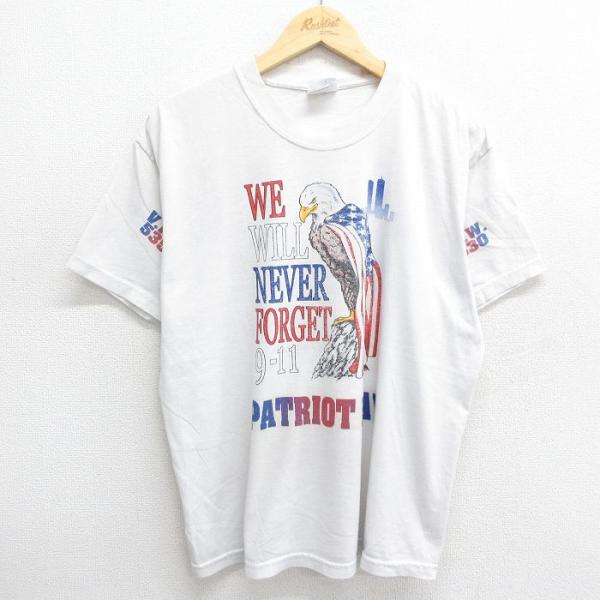 【商品番号】　tsv24050870【商品名】　XL★古着 ヘインズ 半袖 ビンテージ Tシャツ メンズ 00年代 00s ワシ 星条旗 PATRIOT DAY クルーネック 白系【メンズ参考サイズ】　XL【表記サイズ】　ADULT L 4...