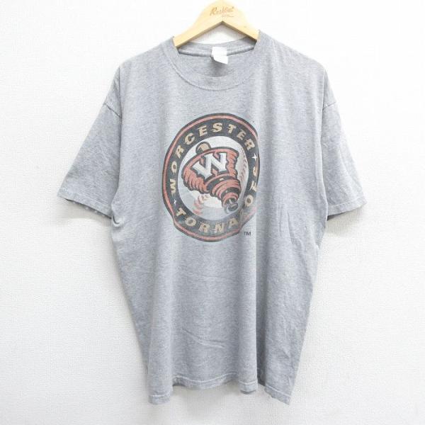 【商品番号】　tsv24062429【商品名】　XL★古着 半袖 ビンテージ Tシャツ メンズ 00年代 00s WORCESTER TORNADOES 大きいサイズ クルーネック グレー 霜降り【メンズ参考サイズ】　XL【表記サイズ】　X...