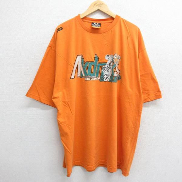 【商品番号】　tsv24064625【商品名】　XL★古着 半袖 ビンテージ Tシャツ メンズ 00年代 00s akademiks ロング丈 大きいサイズ コットン クルーネック オレンジ【メンズ参考サイズ】　XL【表記サイズ】　XXXL...