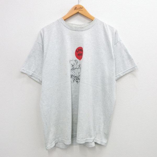 【商品番号】　tsv24072519【商品名】　XL★古着 半袖 ビンテージ Tシャツ メンズ 00年代 00s CAMP HOPE クマ 大きいサイズ クルーネック 薄グレー 霜降り【spe】【メンズ参考サイズ】　XL【表記サイズ】　なし...