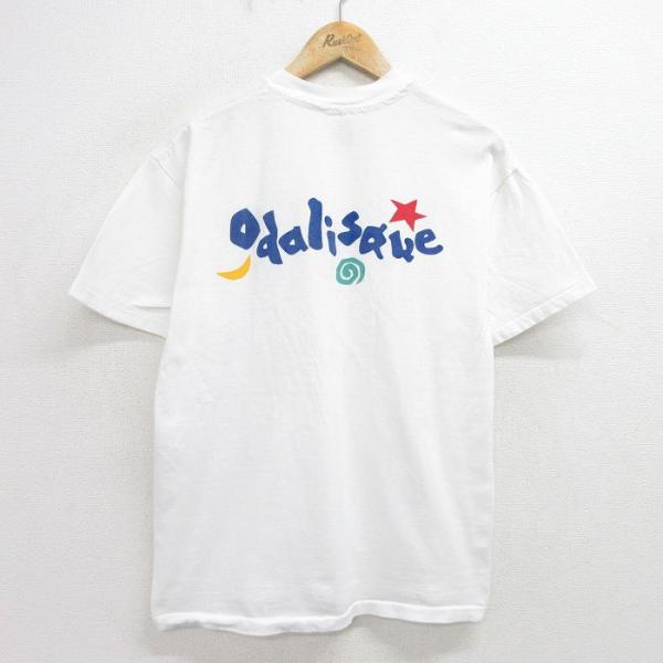 【商品番号】　tsv24072555【商品名】　L★古着 ヘインズ 半袖 ビンテージ Tシャツ メンズ 00年代 00s Odalisque コットン クルーネック 白【メンズ参考サイズ】　L【表記サイズ】　L【実寸サイズ】　着丈（肩から裾...