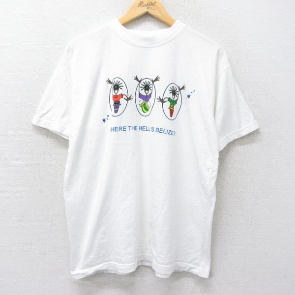 【商品番号】　tsv24073361【商品名】　XL★古着 半袖 ビンテージ Tシャツ メンズ 00年代 00s BELIZE コットン クルーネック 白【メンズ参考サイズ】　XL【表記サイズ】　XL【実寸サイズ】　着丈（肩から裾）68cm...