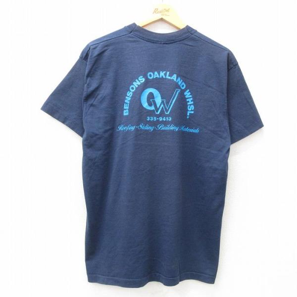 【商品番号】　tsv25031358【商品名】　L★古着 スクリーンスターズ 半袖 ビンテージ Tシャツ メンズ 80年代 80s BENSONS クルーネック USA製 紺【メンズ参考サイズ】　L【表記サイズ】　XL【実寸サイズ】　着丈（...