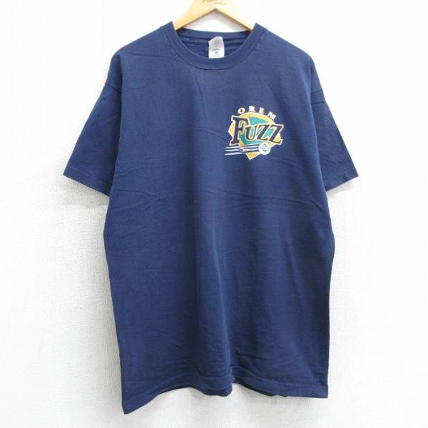 【商品番号】　tsv25031997【商品名】　XL★古着 フルーツオブザルーム 半袖 ビンテージ Tシャツ メンズ 90年代 90s OREM FUZZ 大きいサイズ コットン クルーネック 紺【メンズ参考サイズ】　XL【表記サイズ】　X...