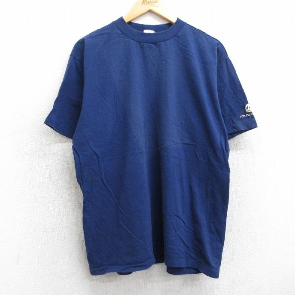 【商品番号】　tsv25032634【商品名】　XL★古着 半袖 ビンテージ Tシャツ メンズ 90年代 90s FOR SVERIGE TIDEN コットン クルーネック スウェーデン製 紺【メンズ参考サイズ】　XL【表記サイズ】　XL【...