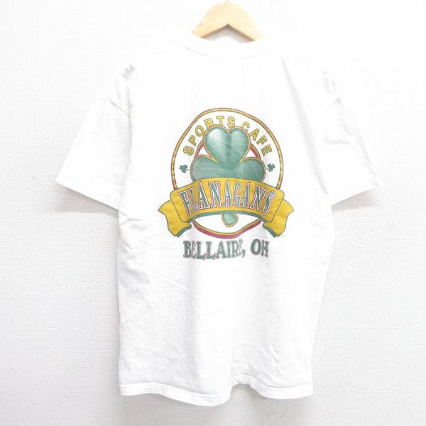 【商品番号】　tsv25033191【商品名】　L★古着 半袖 ビンテージ Tシャツ メンズ 00年代 00s FLANAGANS コットン クルーネック 白【メンズ参考サイズ】　L【表記サイズ】　L【実寸サイズ】　着丈（肩から裾）68cm...