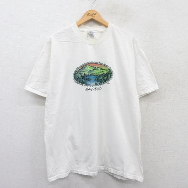 【商品番号】　tsv25033277【商品名】　XL★古着 ヘインズ 半袖 ビンテージ Tシャツ メンズ 90年代 90s LOVEJOY POND コットン クルーネック 白【メンズ参考サイズ】　XL【表記サイズ】　XL【実寸サイズ】　着...