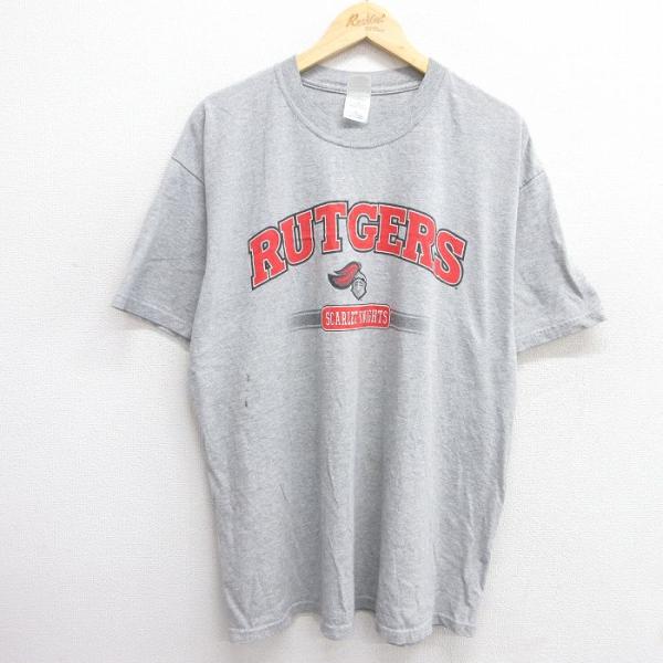 【商品番号】　tsv25033432【商品名】　XL★古着 半袖 ビンテージ Tシャツ メンズ 00年代 00s RUTGERS 大きいサイズ クルーネック グレー 霜降り【メンズ参考サイズ】　XL【表記サイズ】　XL【実寸サイズ】　着丈（...