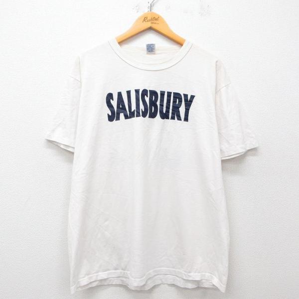 【商品番号】　tsv25040562【商品名】　XL★古着 ラッセル 半袖 ビンテージ Tシャツ メンズ 80年代 80s SALISBURY クルーネック USA製 白【メンズ参考サイズ】　XL【表記サイズ】　XL【実寸サイズ】　着丈（肩...