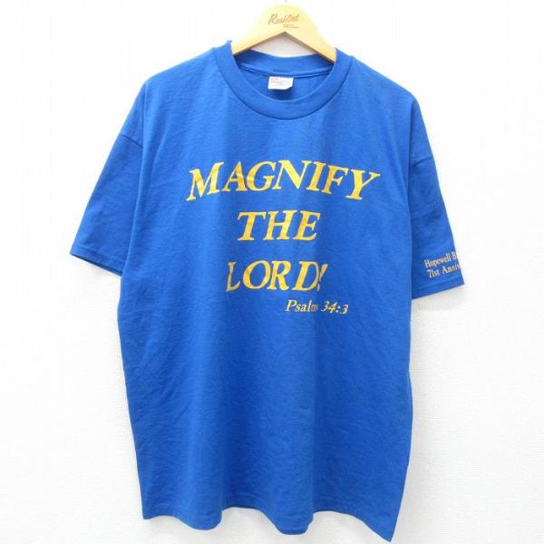 【商品番号】　tsv25040617【商品名】　XL★古着 ヘインズ 半袖 ビンテージ Tシャツ メンズ 90年代 90s MAGNIFY 大きいサイズ クルーネック 青【メンズ参考サイズ】　XL【表記サイズ】　ADULT XL 46-48...