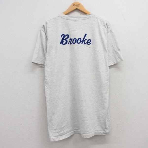 【商品番号】　tsv25041343【商品名】　XL★古着 半袖 ビンテージ Tシャツ メンズ 90年代 90s Broock フロッキープリント クルーネック 薄グレー 霜降り【メンズ参考サイズ】　XL【表記サイズ】　なし【実寸サイズ】　...