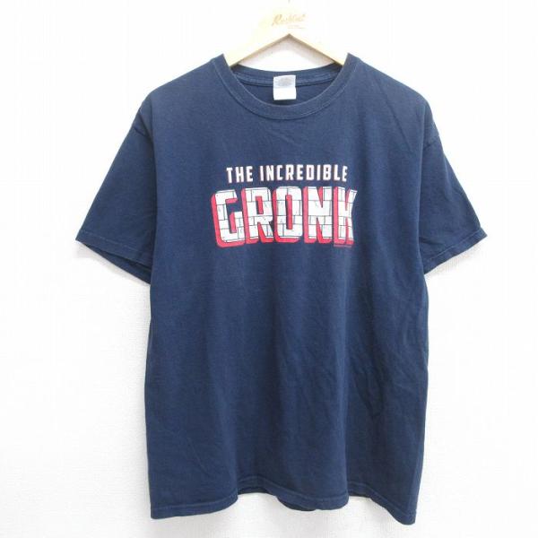 【商品番号】　tsv25041705【商品名】　L★古着 半袖 ビンテージ Tシャツ メンズ 00年代 00s GRONK 87 コットン クルーネック 紺【メンズ参考サイズ】　L【表記サイズ】　L【実寸サイズ】　着丈（肩から裾）68cm　...