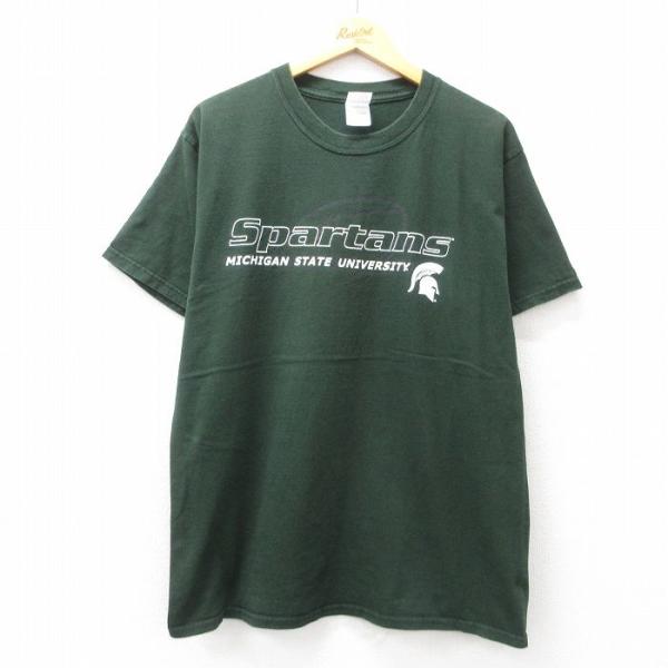【商品番号】　tsv25042037【商品名】　L★古着 半袖 ビンテージ Tシャツ メンズ 00年代 00s spartans コットン クルーネック 緑【メンズ参考サイズ】　L【表記サイズ】　L【実寸サイズ】　着丈（肩から裾）74cm　...
