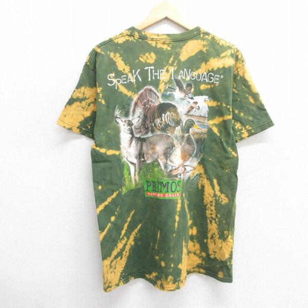 【商品番号】　tsv25044497【商品名】　L★古着 フルーツオブザルーム 半袖 ビンテージ Tシャツ メンズ 00年代 00s PRIMOS シカ 鳥 緑他 ブリーチ加工【メンズ参考サイズ】　L【表記サイズ】　L【実寸サイズ】　着丈（...