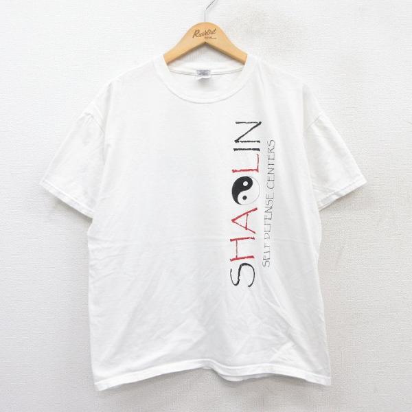 【商品番号】　tsv25051101【商品名】　XL★古着 半袖 ビンテージ Tシャツ メンズ 00年代 00s SHALIN 陰陽 コットン クルーネック 白【メンズ参考サイズ】　XL【表記サイズ】　L【実寸サイズ】　着丈（肩から裾）65...