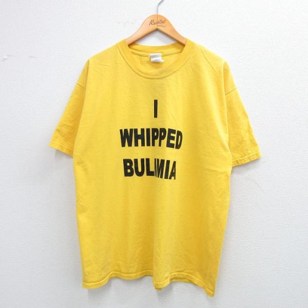 【商品番号】　tsv25063148【商品名】　XL★古着 半袖 ビンテージ Tシャツ メンズ 00年代 00s I WHIPPED BULIMIA 大きいサイズ コットン クルーネック 黄【メンズ参考サイズ】　XL【表記サイズ】　XL【実...