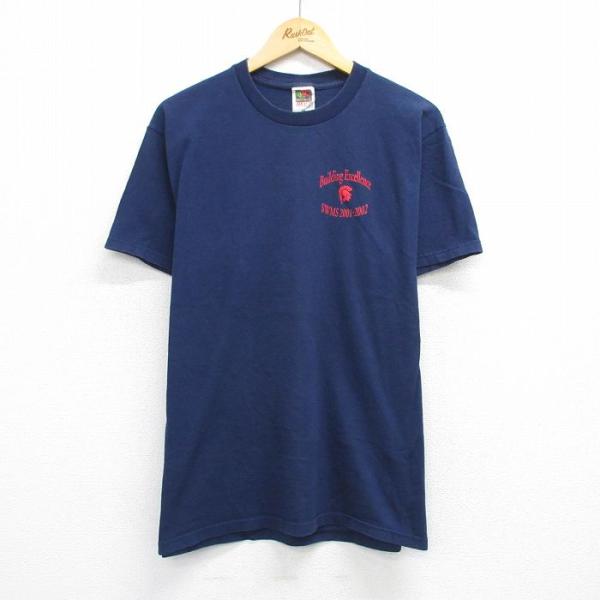 【商品番号】　tsv25064476【商品名】　L★古着 フルーツオブザルーム 半袖 ビンテージ Tシャツ メンズ 00年代 00s Building Excellence コットン クルーネック 紺【メンズ参考サイズ】　L【表記サイズ】　...