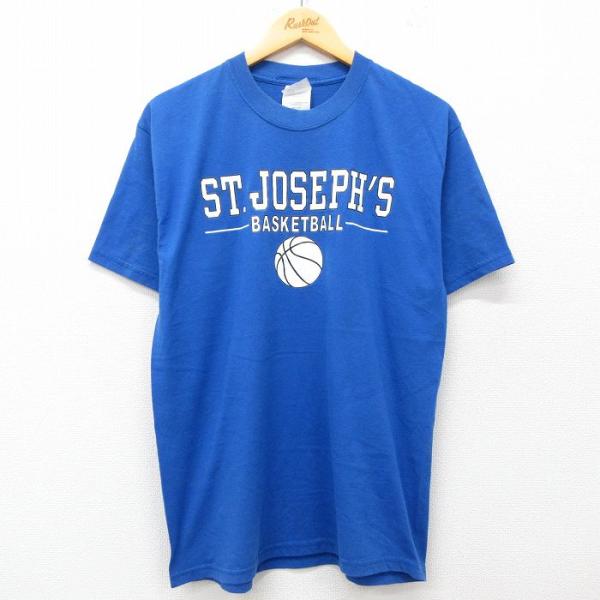【商品番号】　tsv25064493【商品名】　L★古着 半袖 ビンテージ Tシャツ メンズ 00年代 00s ST JOSEPHS バスケットボール クルーネック 青【メンズ参考サイズ】　L【表記サイズ】　L【実寸サイズ】　着丈（肩から裾...