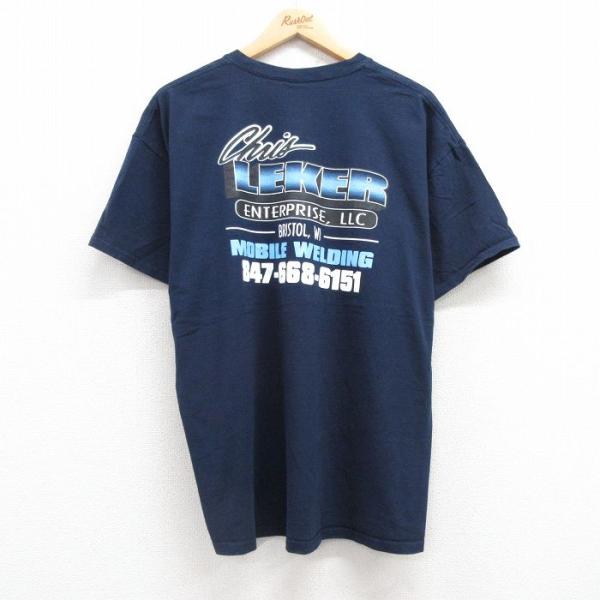 【商品番号】　tsv25064702【商品名】　XL★古着 半袖 ビンテージ Tシャツ メンズ 00年代 00s LEKER 大きいサイズ コットン クルーネック 紺【メンズ参考サイズ】　XL【表記サイズ】　XL【実寸サイズ】　着丈（肩から...