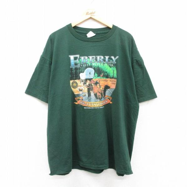【商品番号】　tsv25064782【商品名】　XL★古着 ジャージーズ 半袖 ビンテージ Tシャツ メンズ 90年代 90s EBERLY 大きいサイズ クルーネック 緑【メンズ参考サイズ】　XL【表記サイズ】　2X【実寸サイズ】　着丈（...