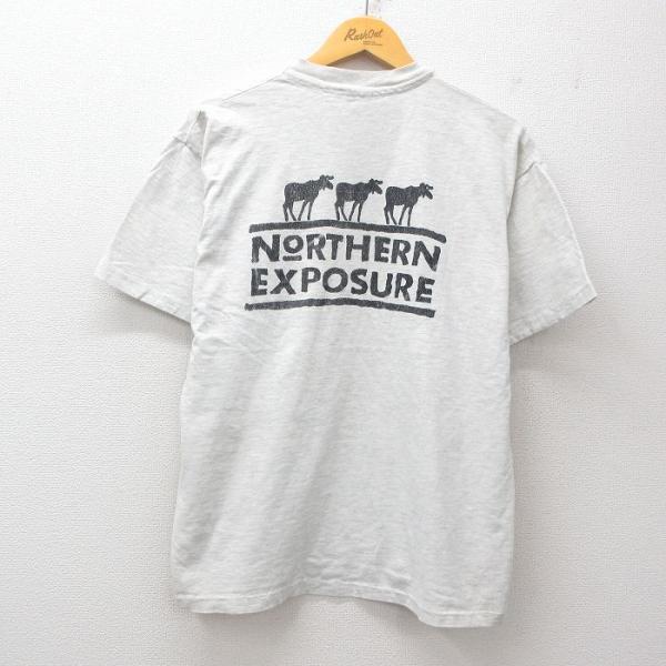 【商品番号】　tsv25070271【商品名】　XL★古着 ヘインズ 半袖 ビンテージ Tシャツ メンズ 90年代 90s NORTHERN EXPOSURE スタッフ クルーネック USA製 薄グレー 霜降り【メンズ参考サイズ】　XL【表...