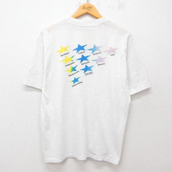 【商品番号】　tsv25070350【商品名】　L★古着 ヘインズ 半袖 ビンテージ Tシャツ メンズ 80年代 80s 星 DACS クルーネック USA製 白【メンズ参考サイズ】　L【表記サイズ】　L【実寸サイズ】　着丈（肩から裾）63...