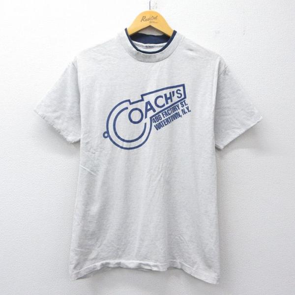 【商品番号】　tsv25071207【商品名】　M★古着 半袖 ビンテージ Tシャツ メンズ 90年代 90s COACHS クルーネック 薄グレー 霜降り【メンズ参考サイズ】　M【表記サイズ】　なし【実寸サイズ】　着丈（肩から裾）69cm...