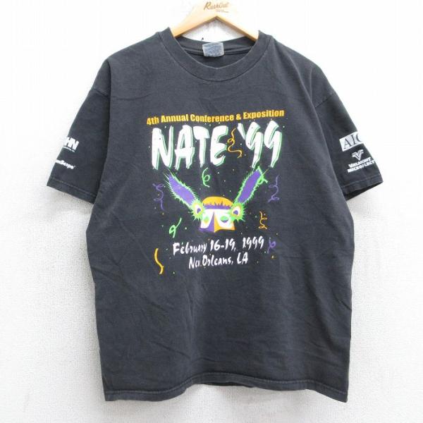 【商品番号】　tsv25071391【商品名】　L★古着 ヘインズ 半袖 ビンテージ Tシャツ メンズ 90年代 90s NATE コットン クルーネック 黒【spe】【メンズ参考サイズ】　L【表記サイズ】　L【実寸サイズ】　着丈（肩から裾...