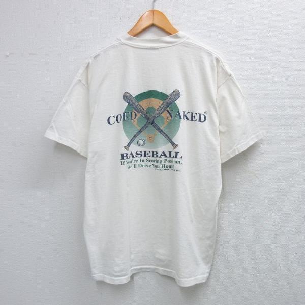 【商品番号】　tsv25071723【商品名】　XL★古着 半袖 ビンテージ Tシャツ メンズ 90年代 90s COED NAKED 野球 大きいサイズ コットン クルーネック USA製 白【メンズ参考サイズ】　XL【表記サイズ】　XL【...